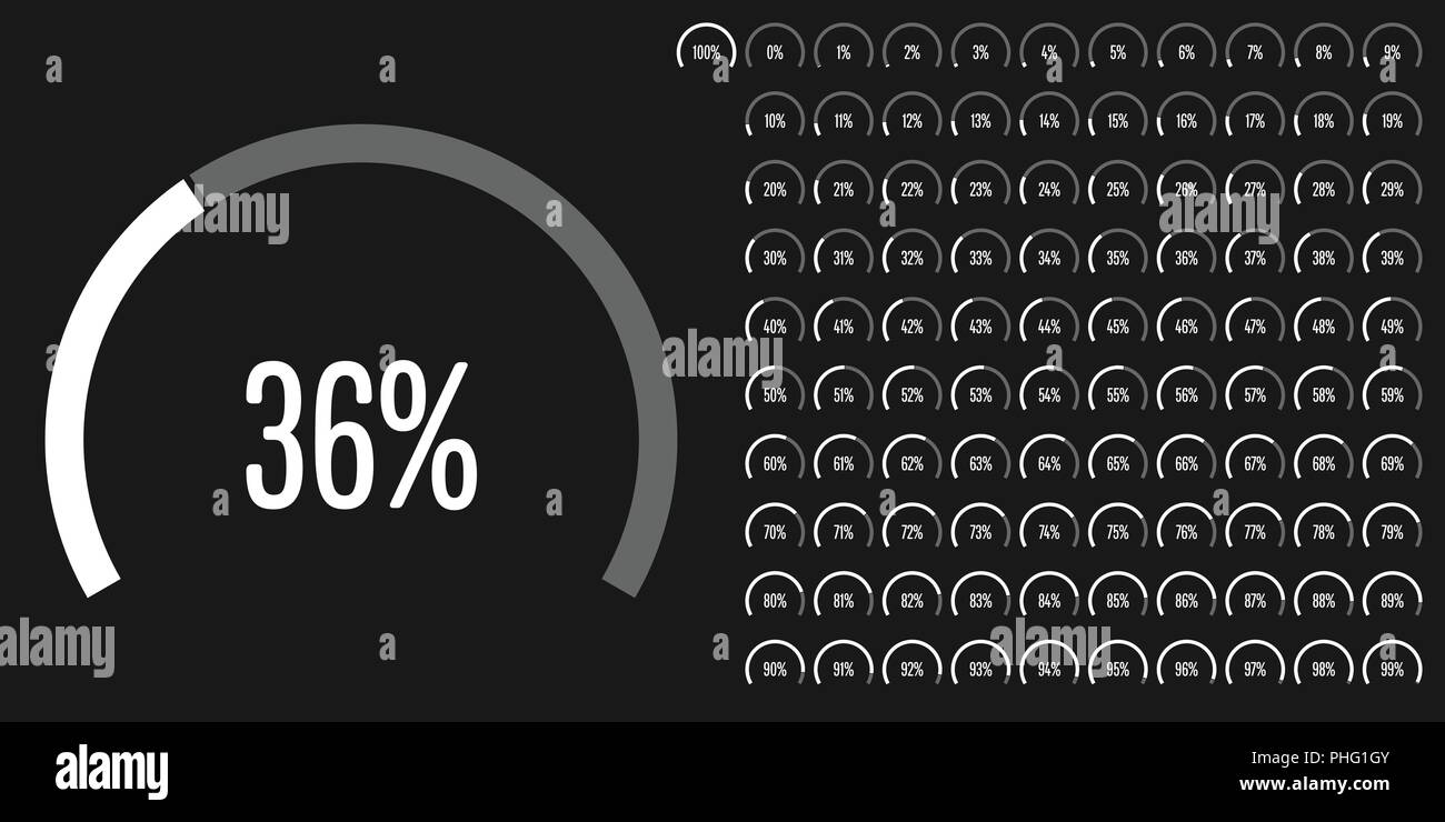 Set of circular sector percentage diagrams from 0 to 100 ready-to-use ...