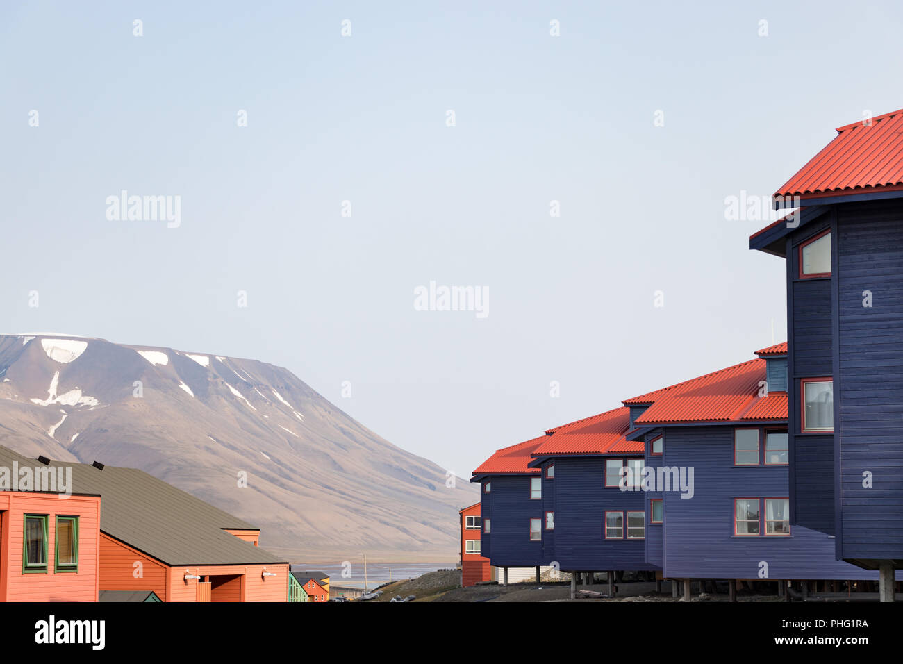 Longyearbyen, Svalbard, Norway - August 13th, 2018: Colorful wooden ...
