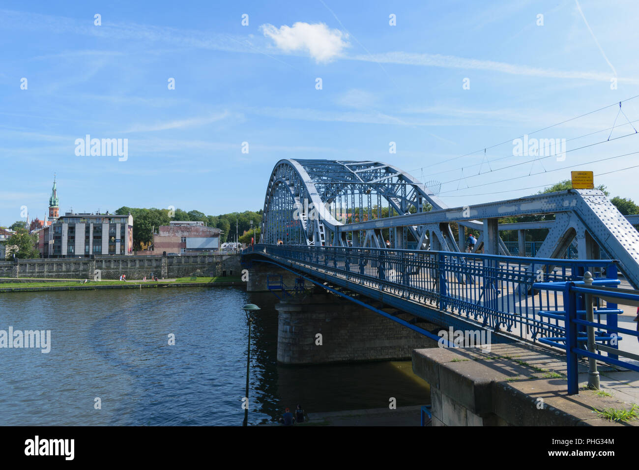 Jozef Pilsudski bridge by Vistula (Wisla) river, Krakow, Poland Stock ...