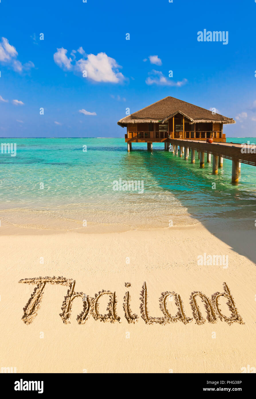 Word Thailand on beach Stock Photo - Alamy