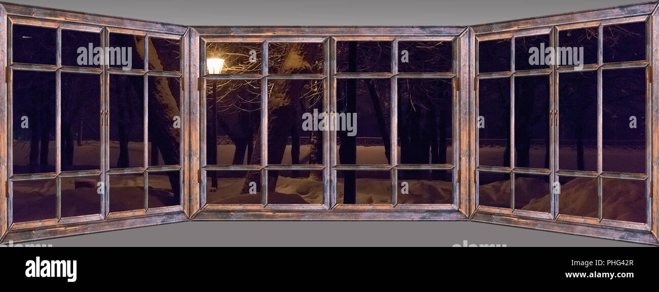 Old wooden window view Stock Photo - Alamy