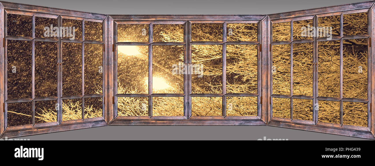 Old wooden window view Stock Photo - Alamy