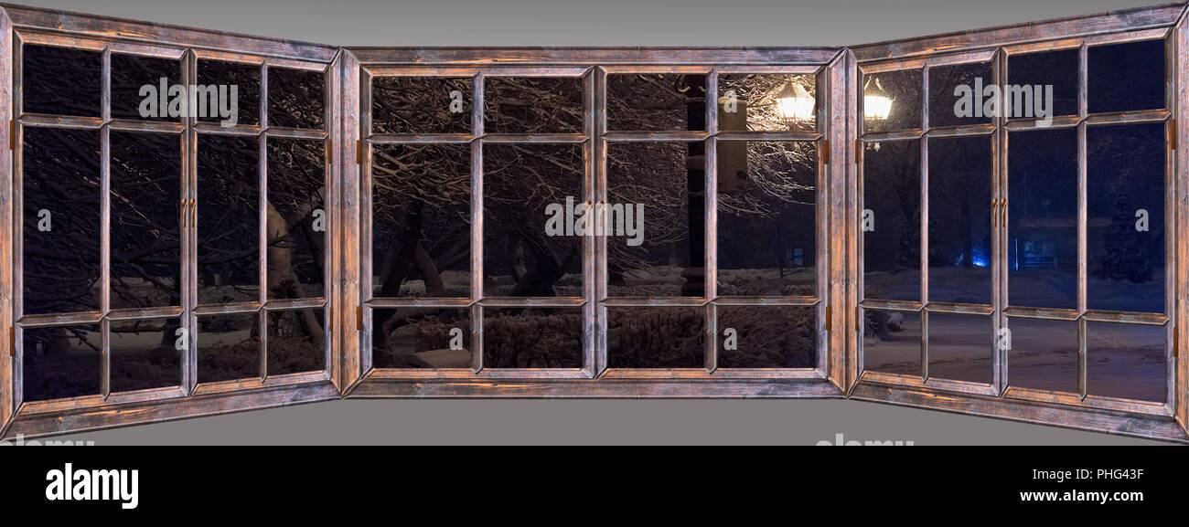 Old wooden window view Stock Photo - Alamy