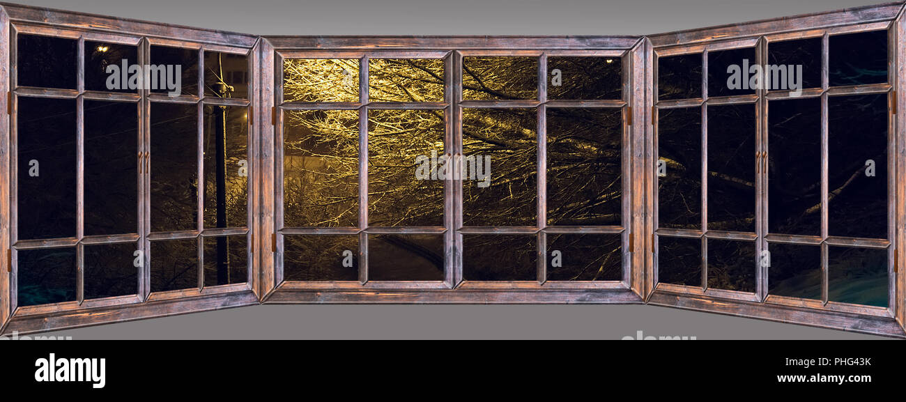 Old wooden window view Stock Photo - Alamy