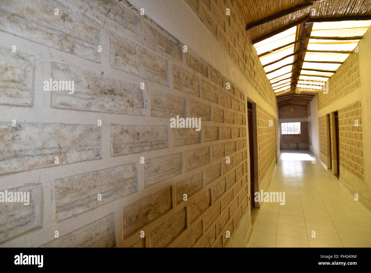 Interior view of a hotel built from blocks of salt on the Salar de ...