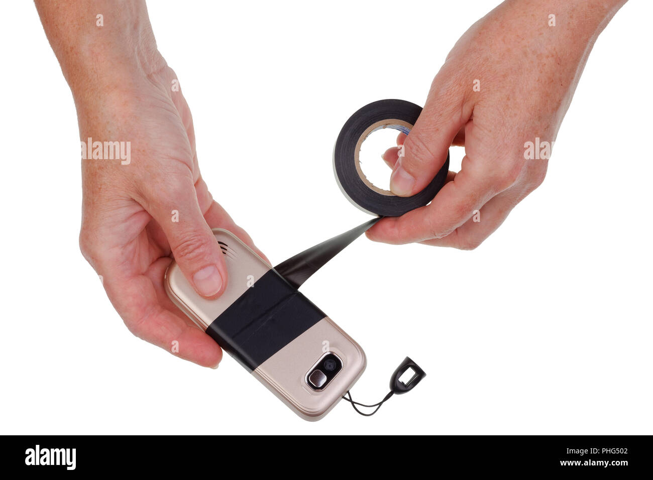 Mobile concept woman holding Cut Out Stock Images & Pictures - Alamy