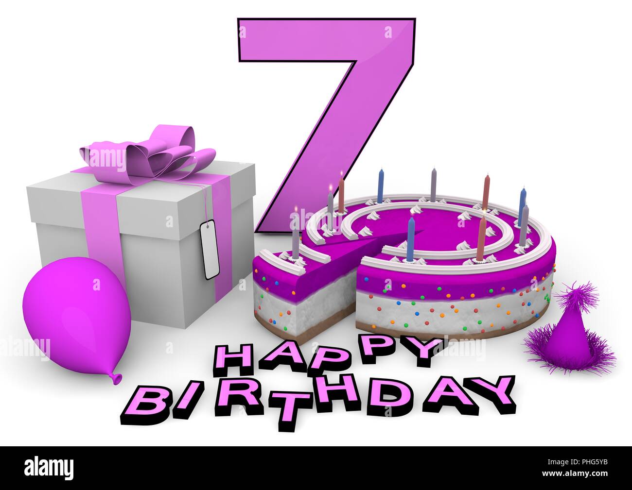 Birthday card seventh birthday candle hi-res stock photography and ...