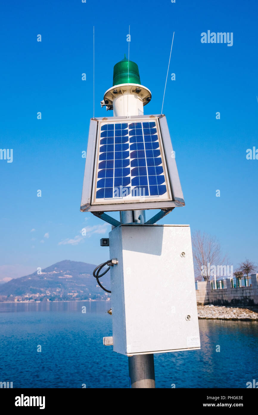 solar panel for port lighthouse energy Stock Photo - Alamy