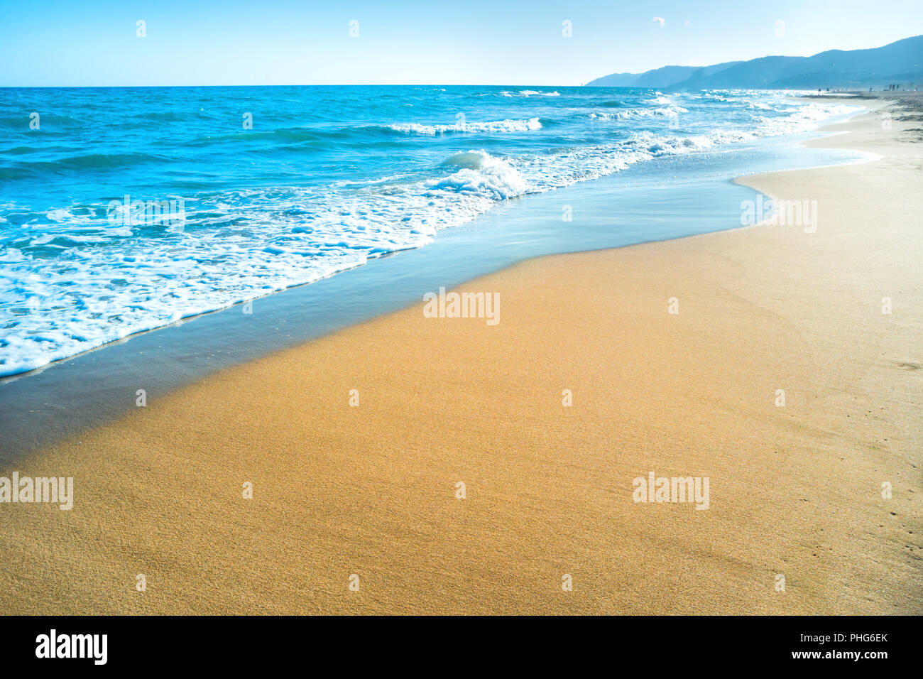 Tropical beach with sand and sea Stock Photo - Alamy