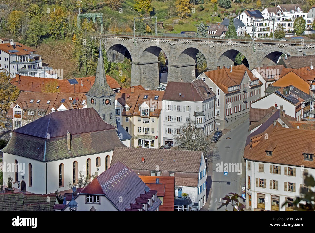 Hornberg Black Forest with railway bridge Stock Photo - Alamy