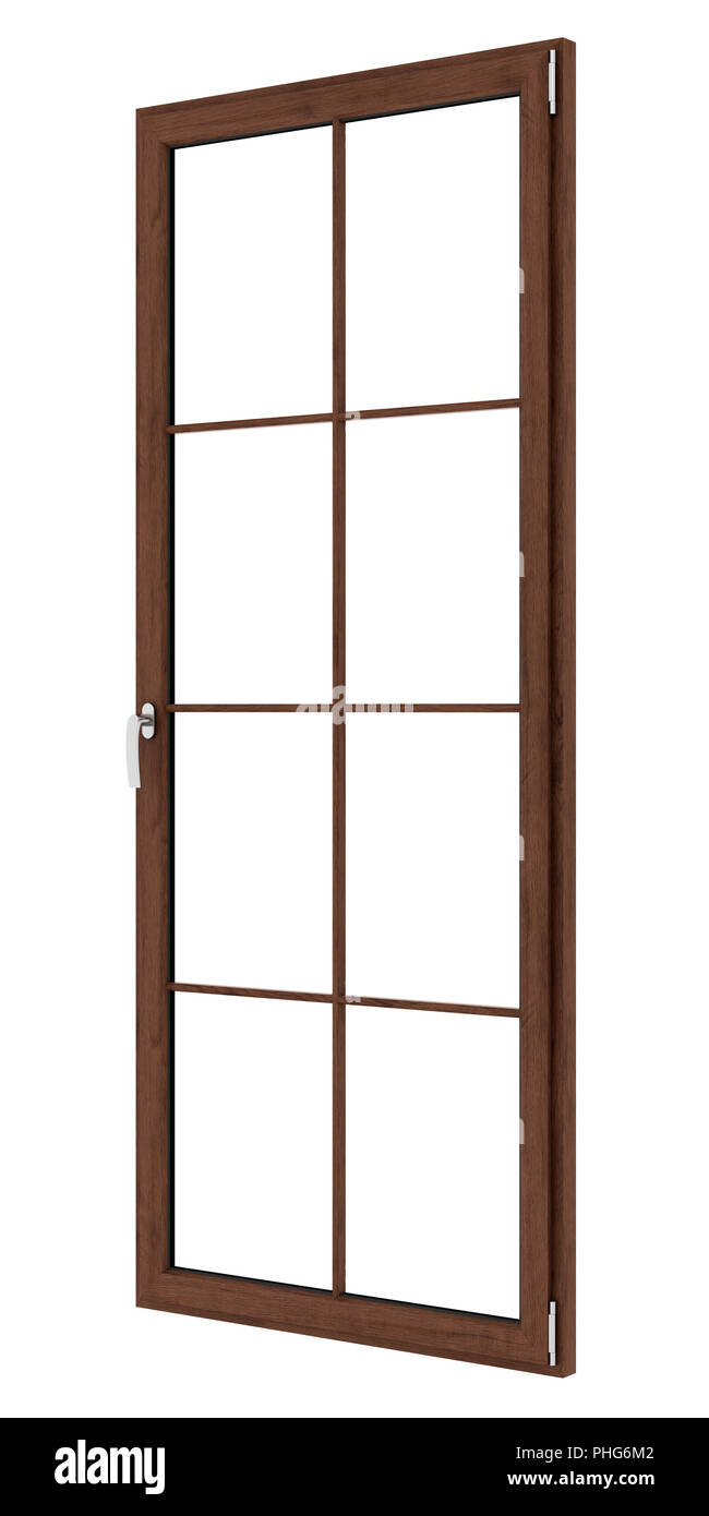 brown wooden window isolated on white background Stock Photo - Alamy
