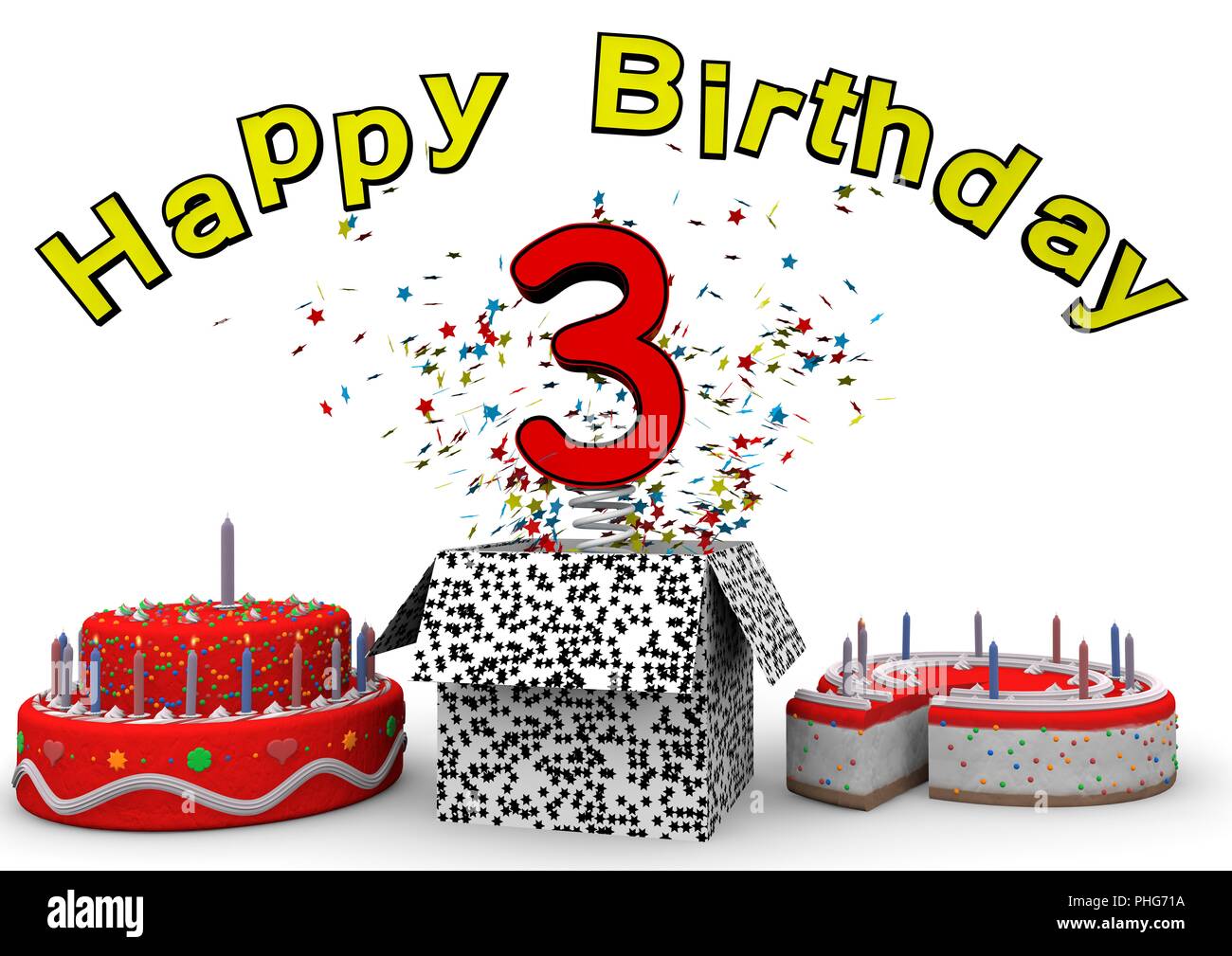 Three happy kids in birthday hi-res stock photography and images - Alamy