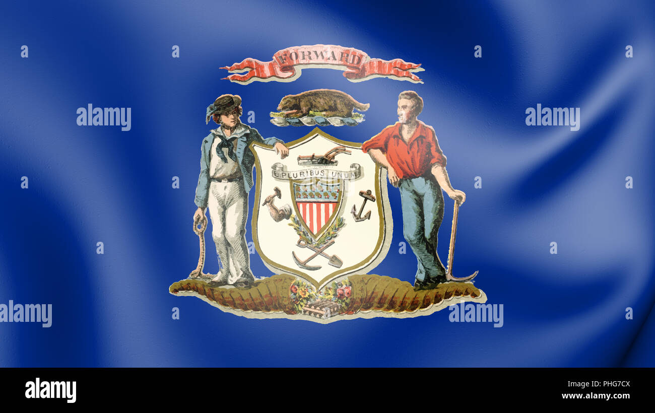 3D Flag of Wisconsin (1866-1913), USA. 3D Illustration Stock Photo - Alamy