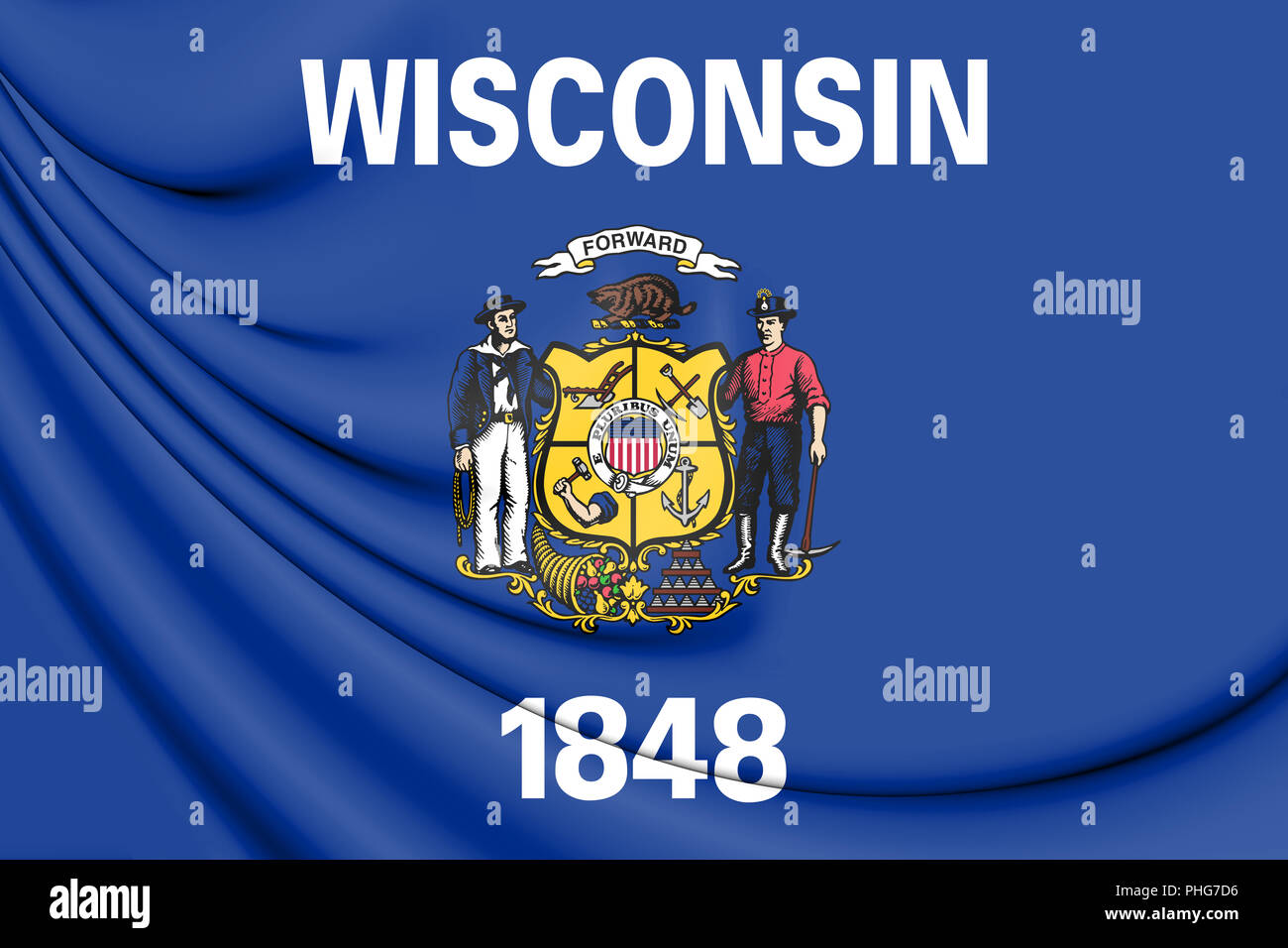 3D Flag of Wisconsin, USA. 3D Illustration Stock Photo - Alamy