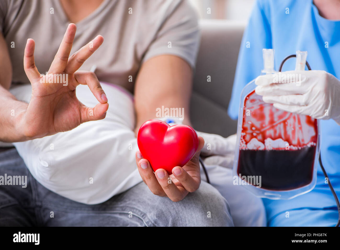 Patient getting blood transfusion in hospital clinic Stock Photo - Alamy