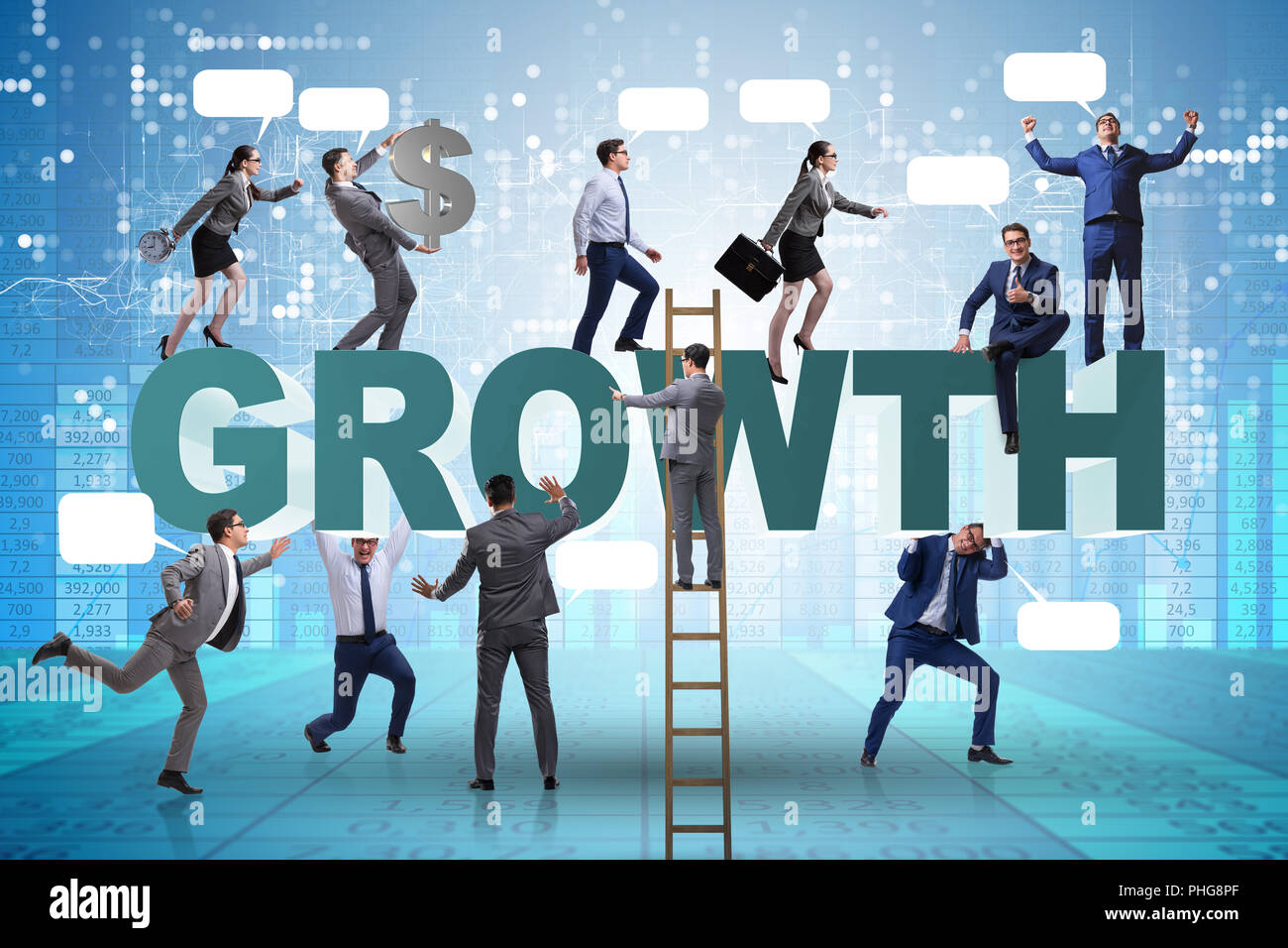 Growth concept with many businessmen Stock Photo - Alamy