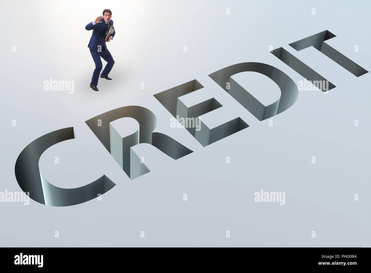 Businessman falling into trap of borrowing debt and credit Stock Photo ...