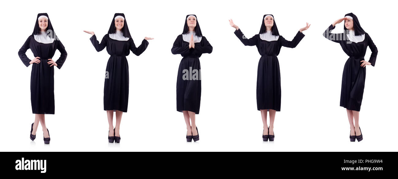 Nun isolated on the white background Stock Photo - Alamy