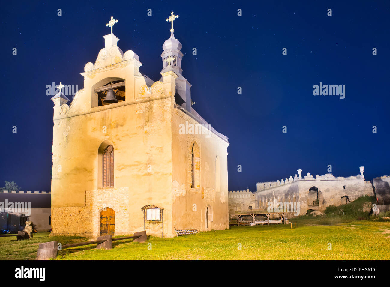 Old church in castle at night Stock Photo - Alamy