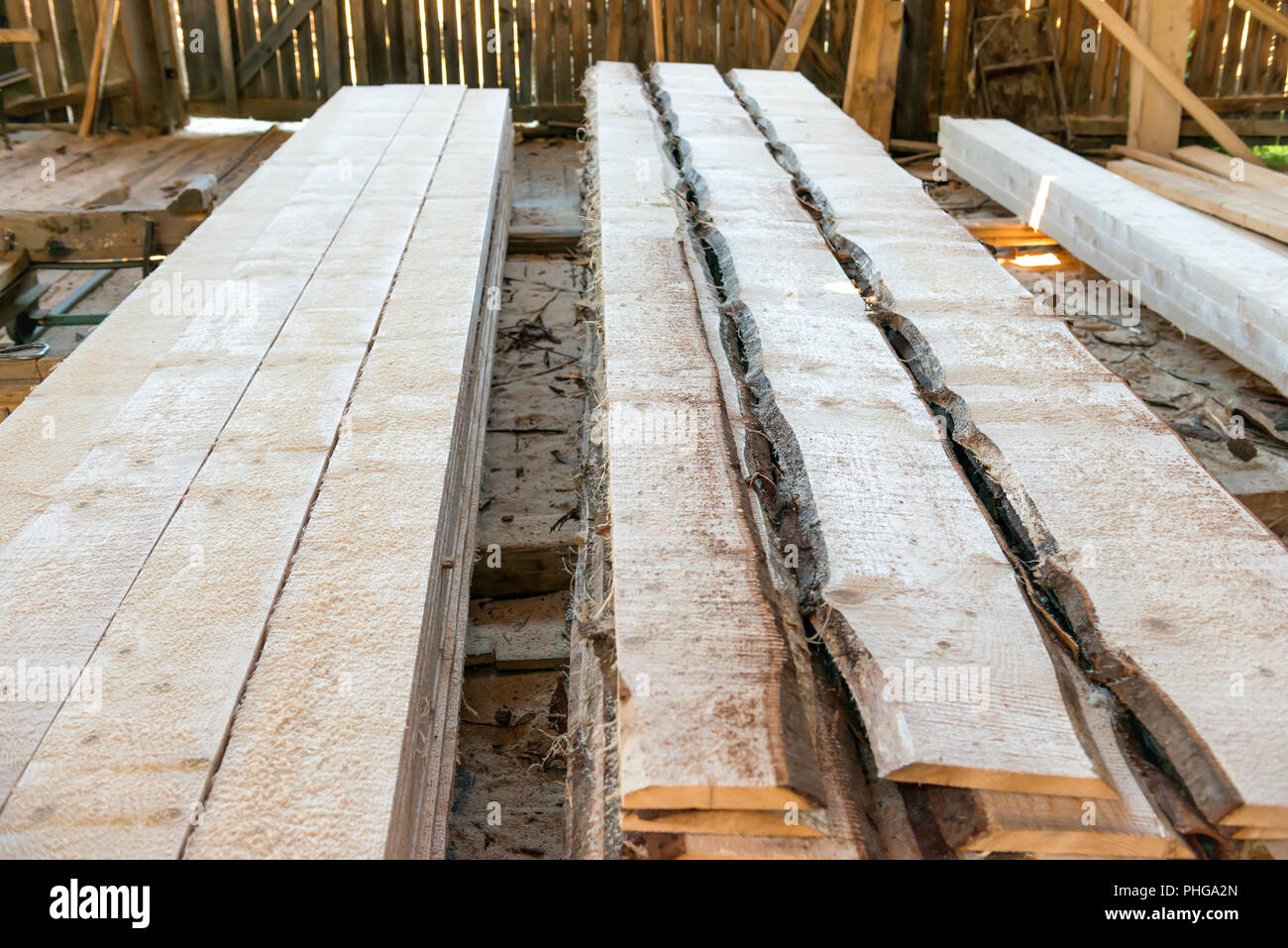 Planks in the timber factory Stock Photo - Alamy