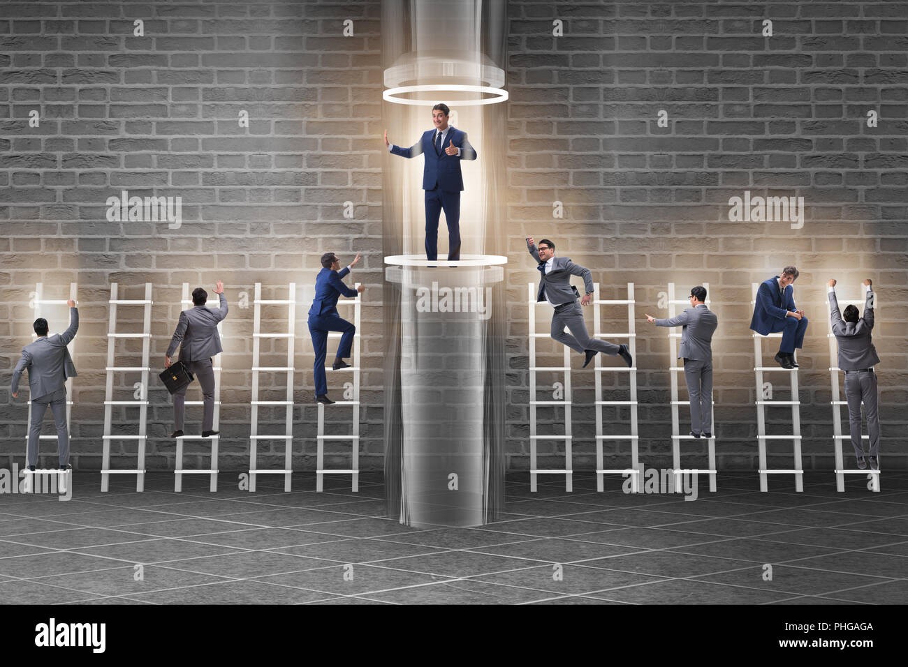 Businessmen in accelerated and fast promotion concept Stock Photo - Alamy