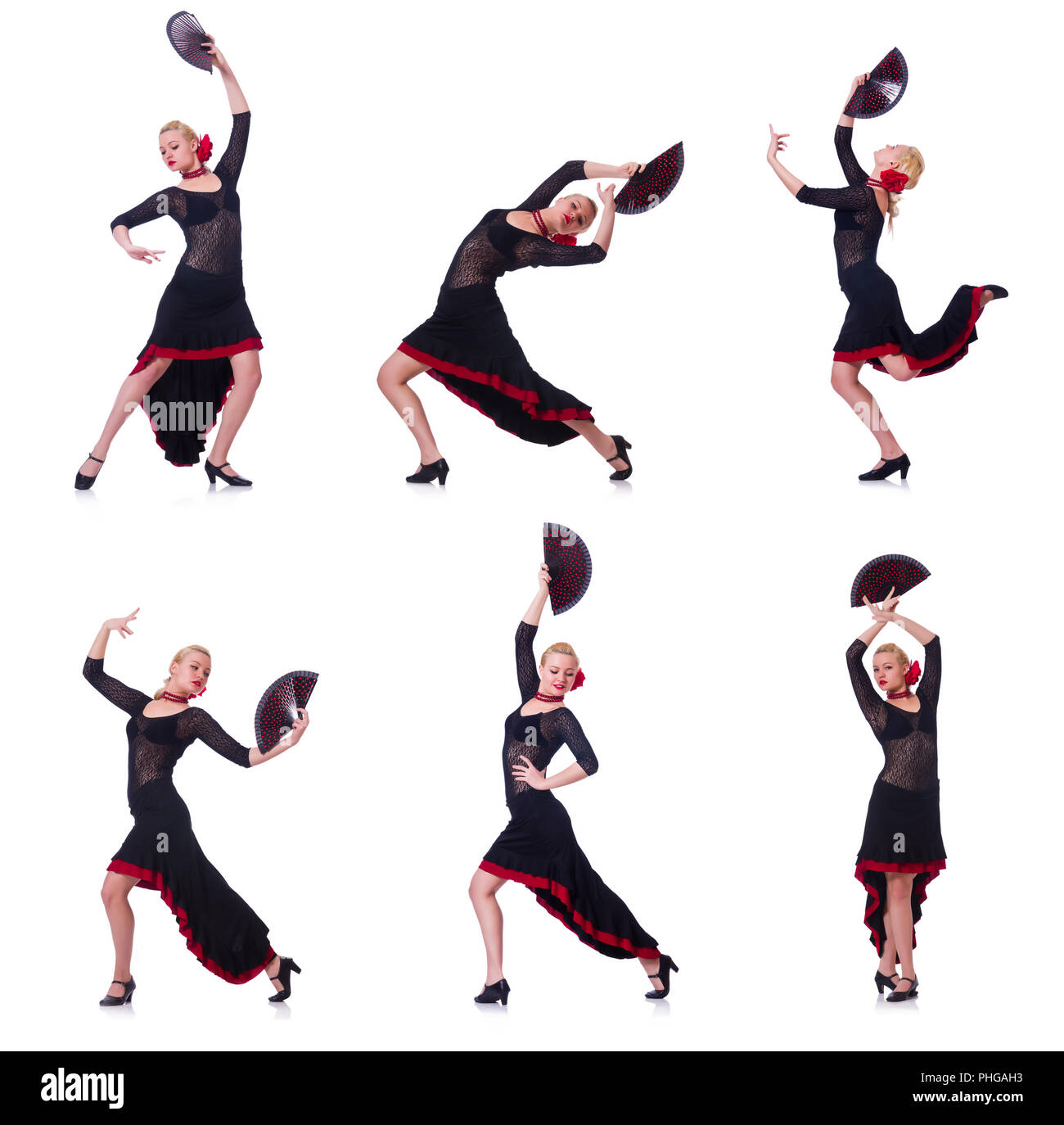 Woman dancing spanish dance isolated on white Stock Photo - Alamy