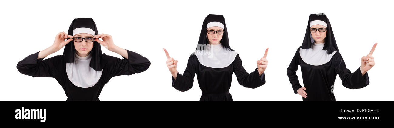 Young nun isolated on the white background Stock Photo - Alamy