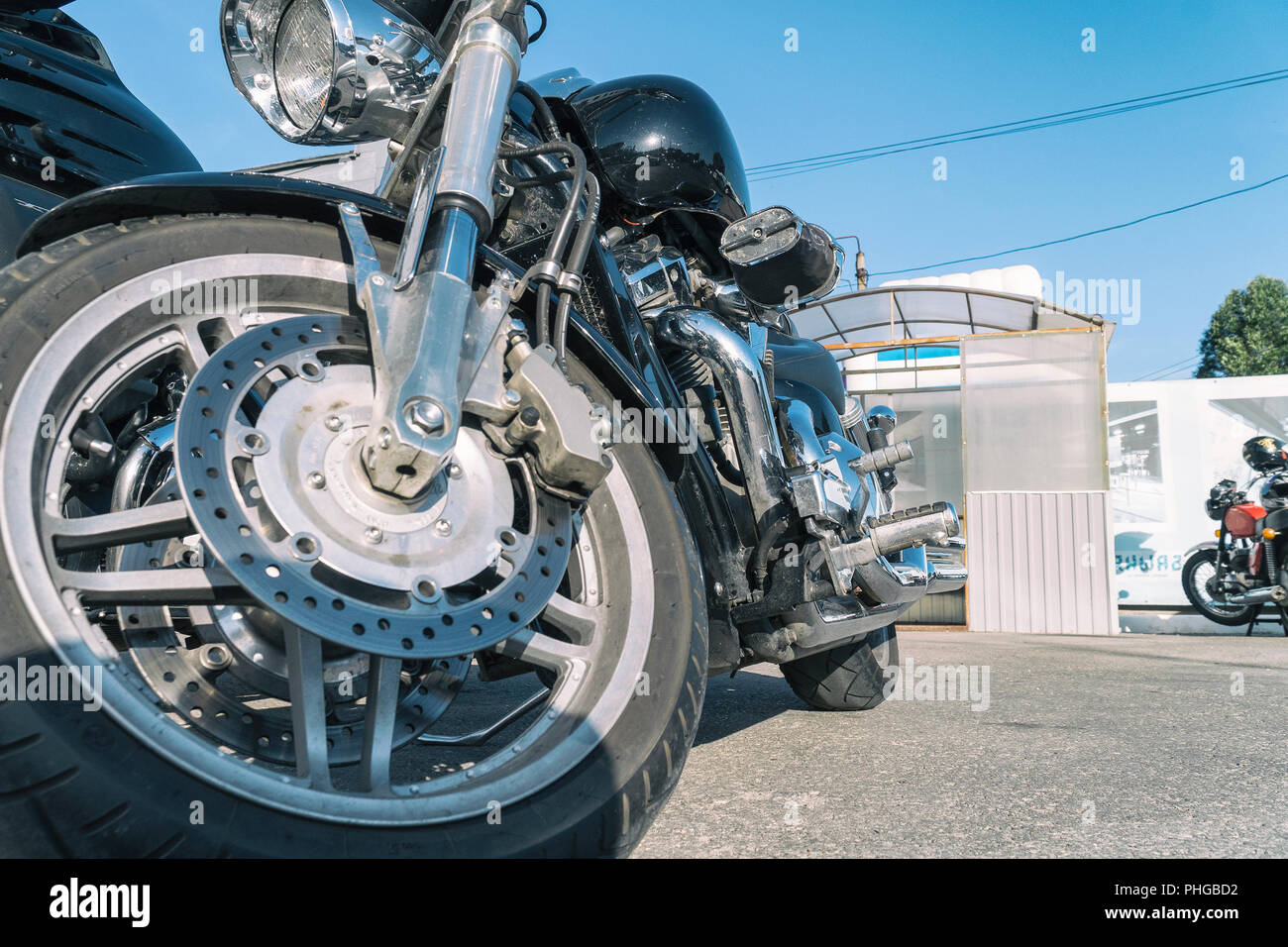 Motorcycle in the Parking lot Stock Photo - Alamy