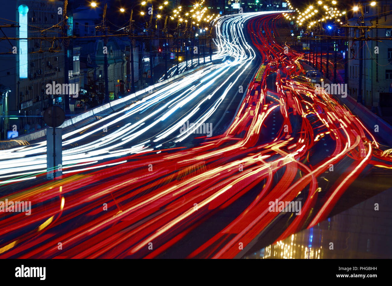Light trails on city streets Stock Photo - Alamy