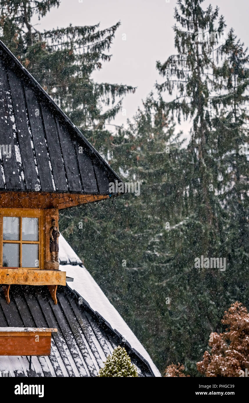 Traditional triangular roof of an old house in Karpacz Stock Photo - Alamy