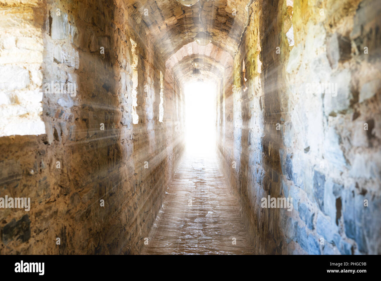 Dark corridor in dungeon Stock Photo - Alamy