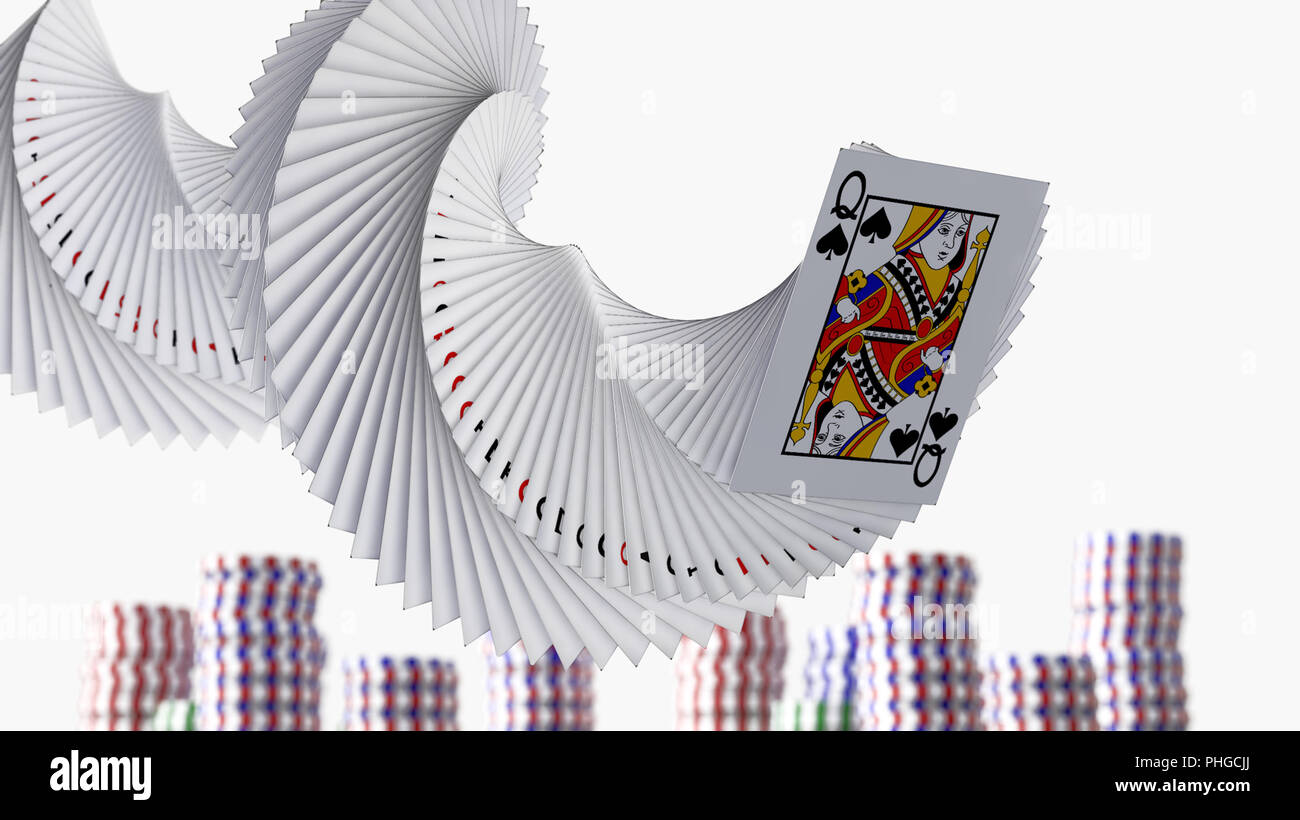 3d render Poker cards falling Stock Photo - Alamy