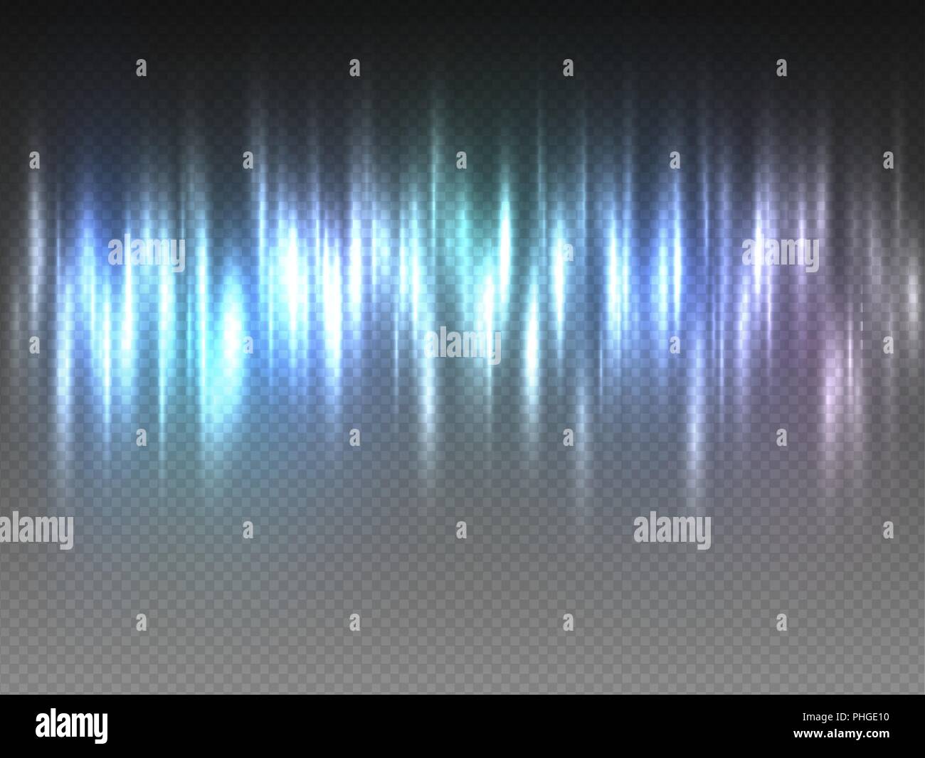 Vertical rainbow colorful radiance glow pulsing rays on transparent ...