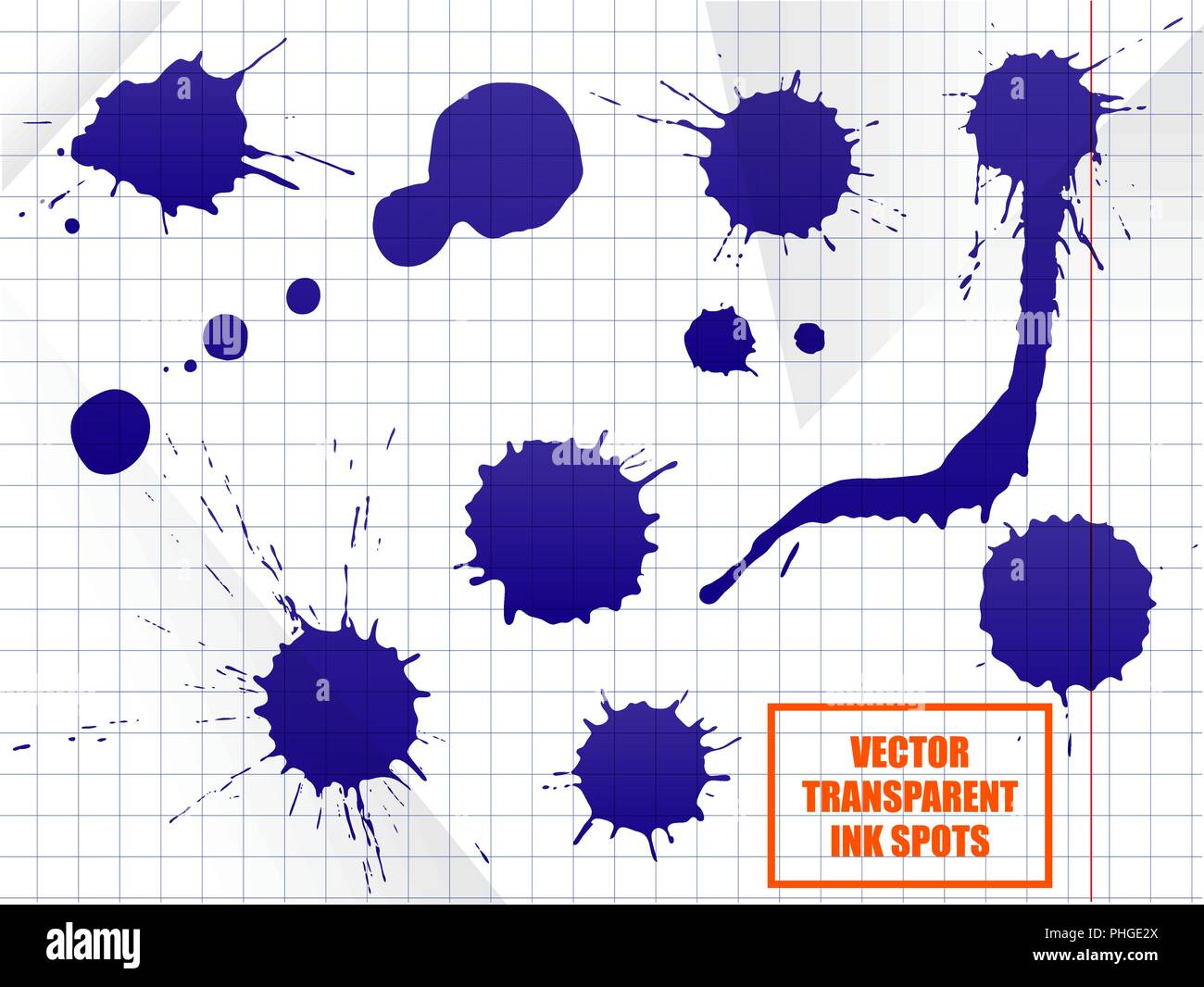 Blue ink spot set, paint blot. Semitransparent vector shapes isolated ...