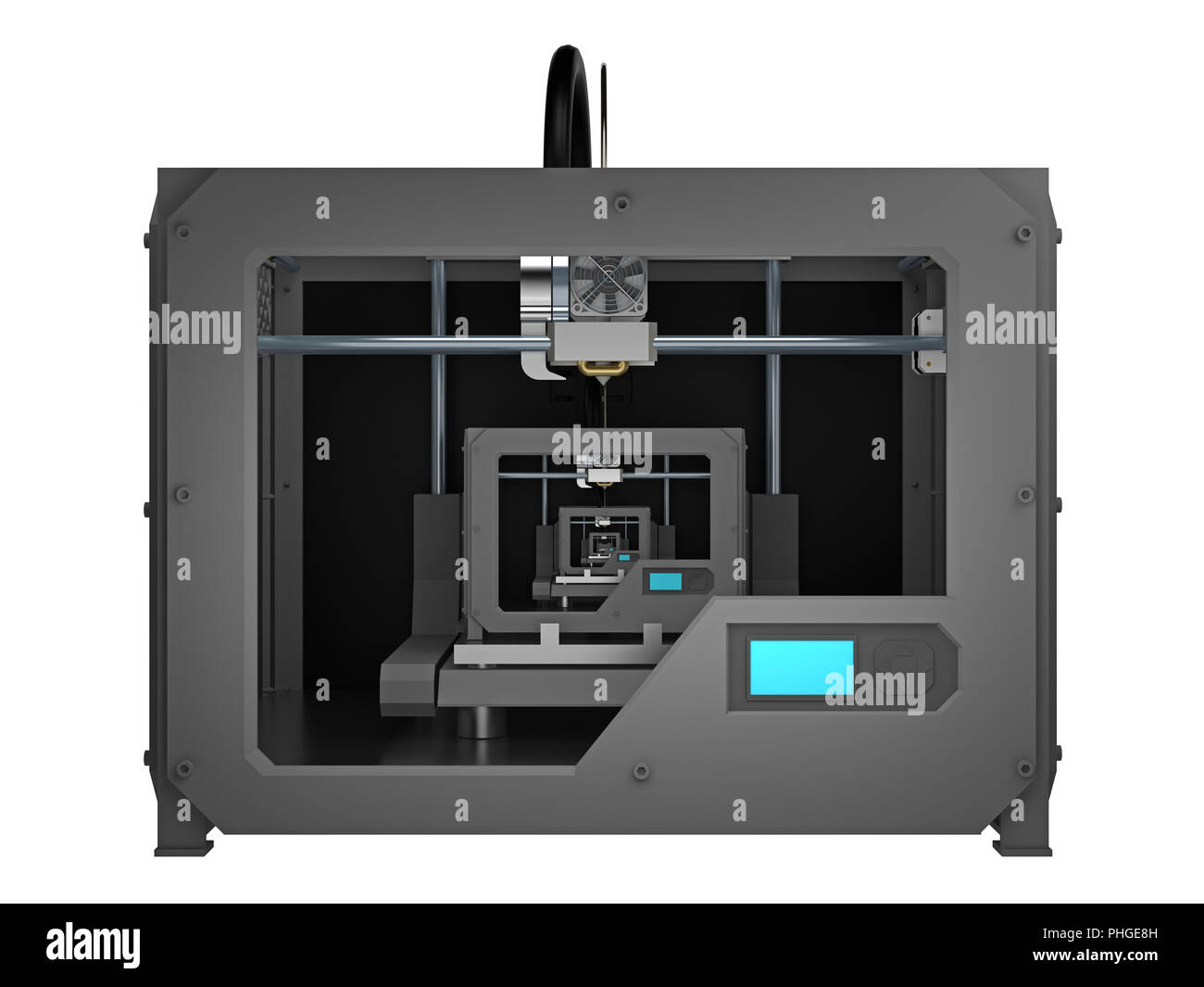 3d printer print small 3d printer. 3d rendering Stock Photo - Alamy