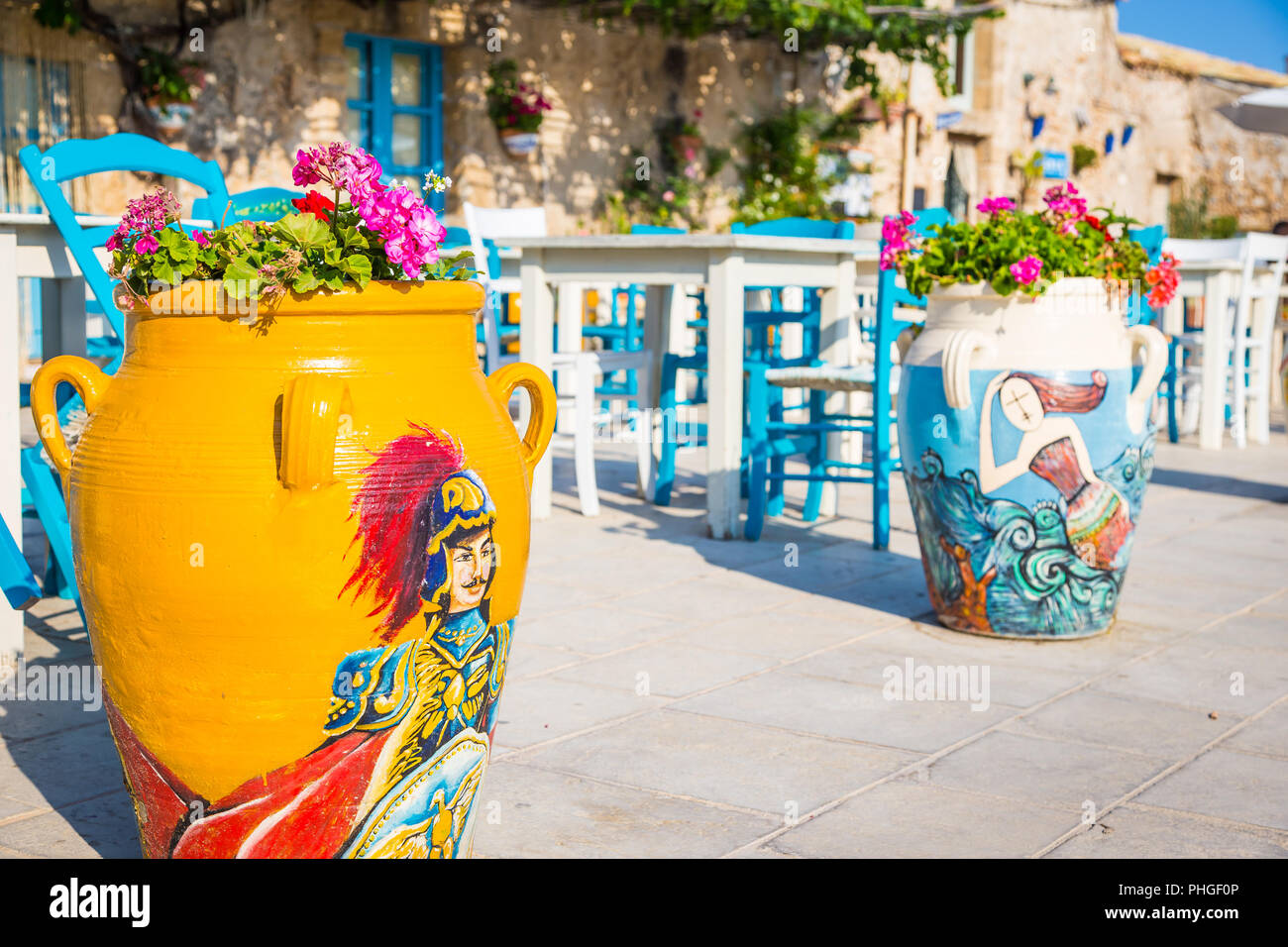 Tables in a traditional Italian Restaurant in Sicily Stock Photo - Alamy