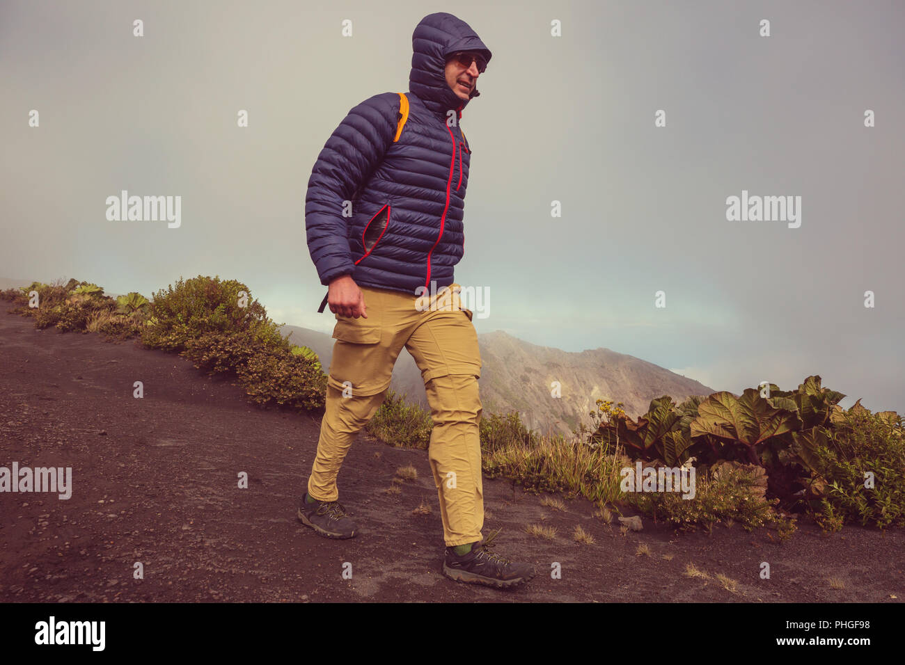 Hike to volcano Stock Photo - Alamy