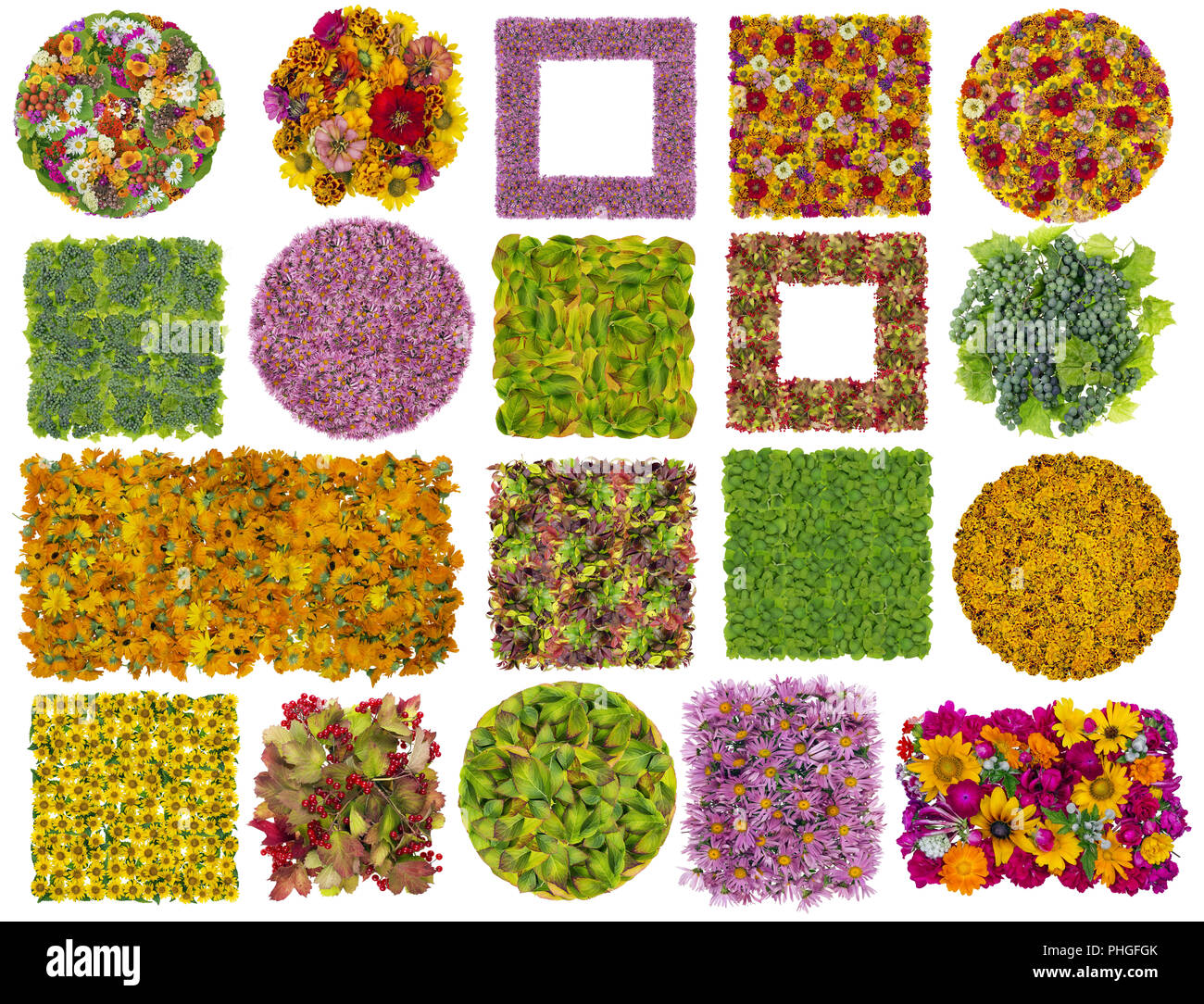 Simple square and round floral textures background Stock Photo - Alamy