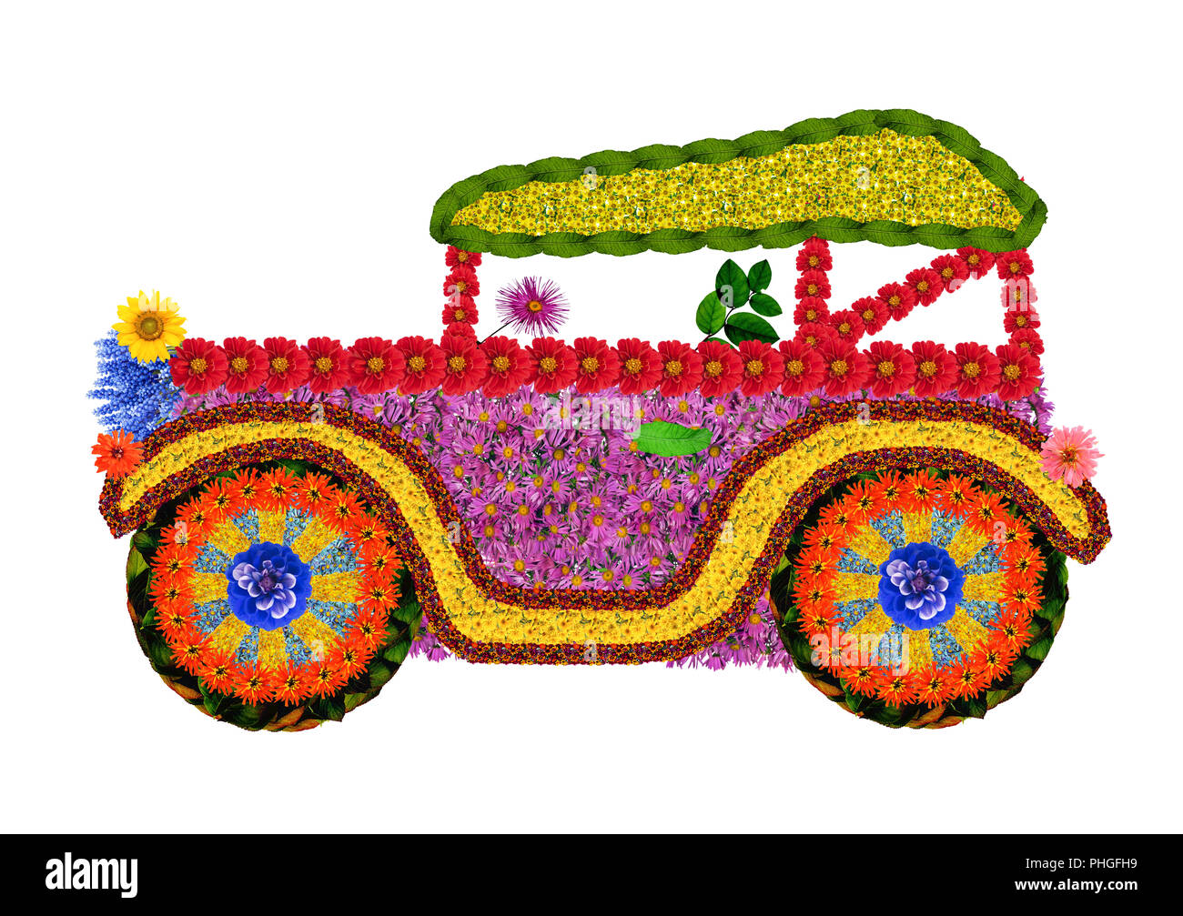 Retro car from flowers Stock Photo - Alamy