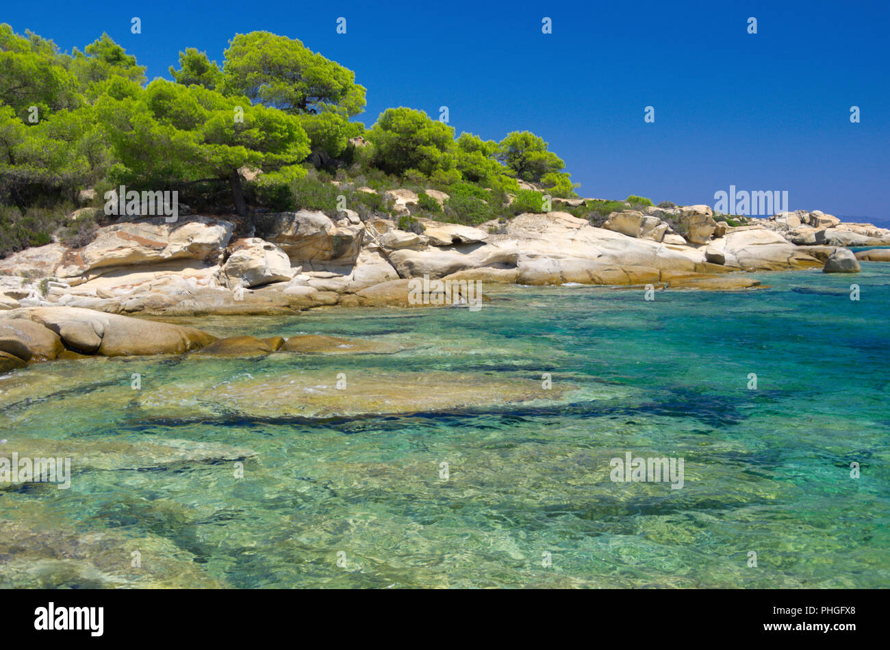 Green trees rocks turquoise sea hi-res stock photography and images - Alamy