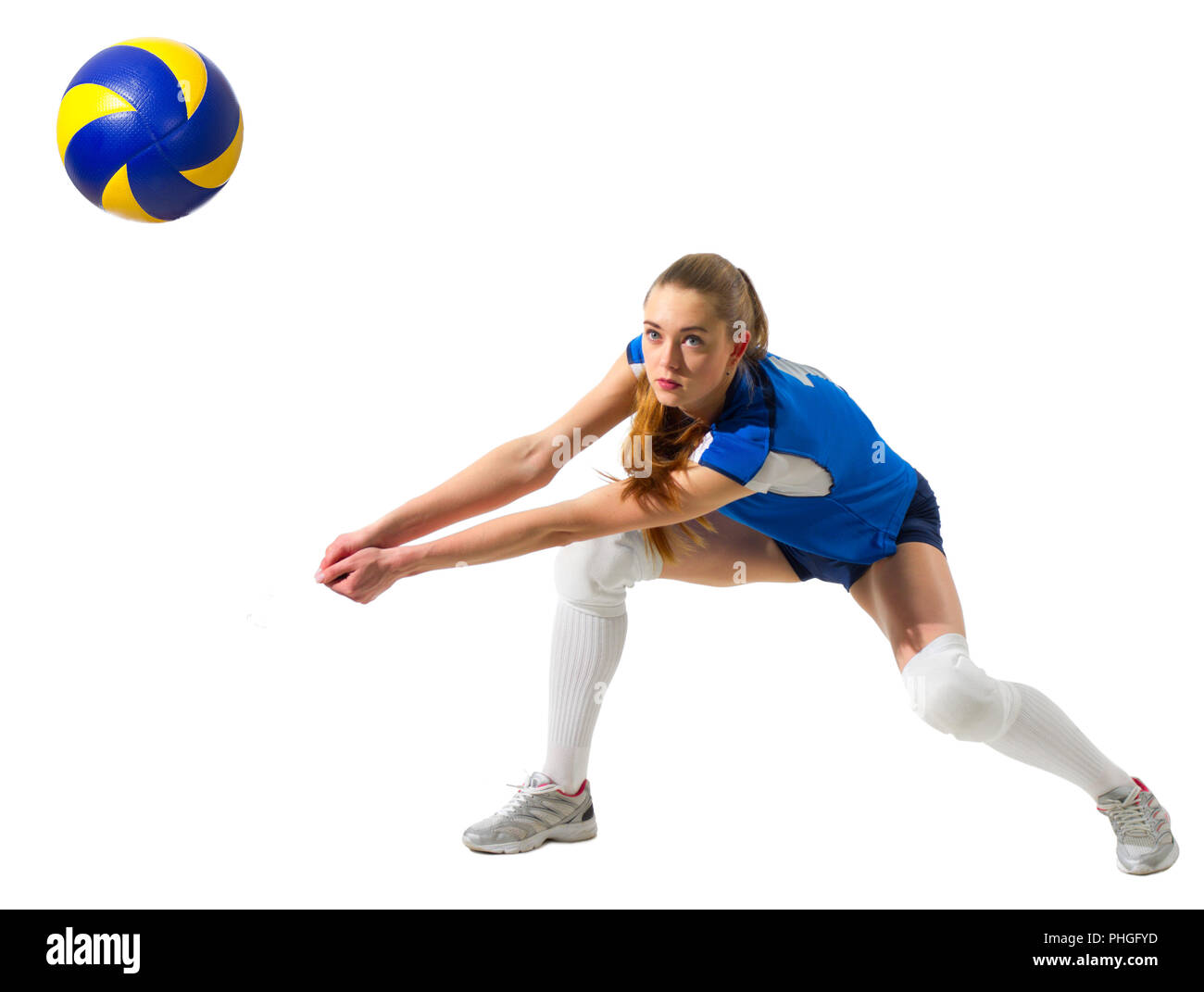 Young woman volleyball player isolated (with ball version Stock Photo ...