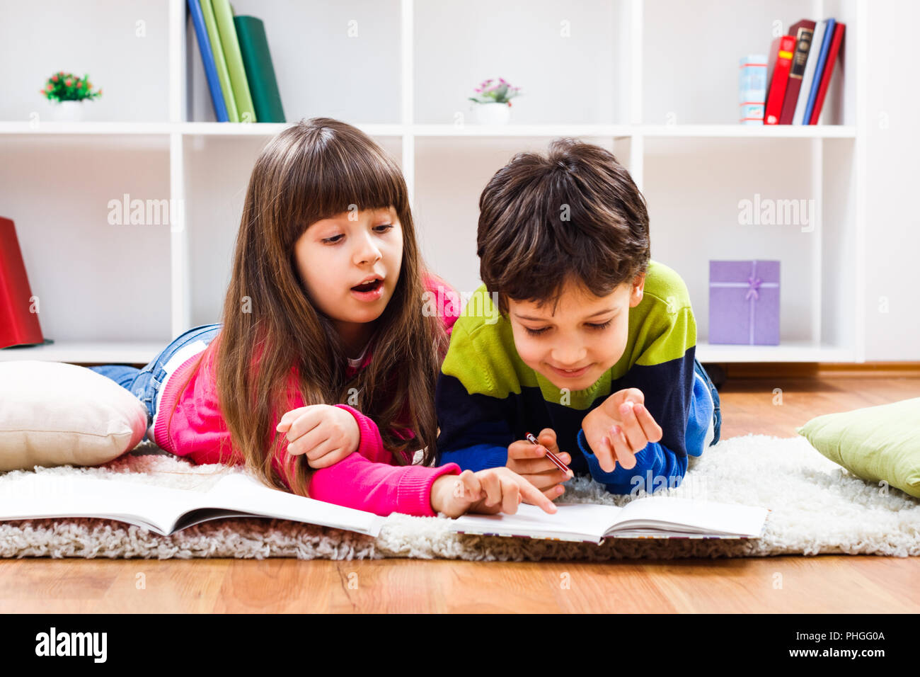 Children doing homework Stock Photo - Alamy
