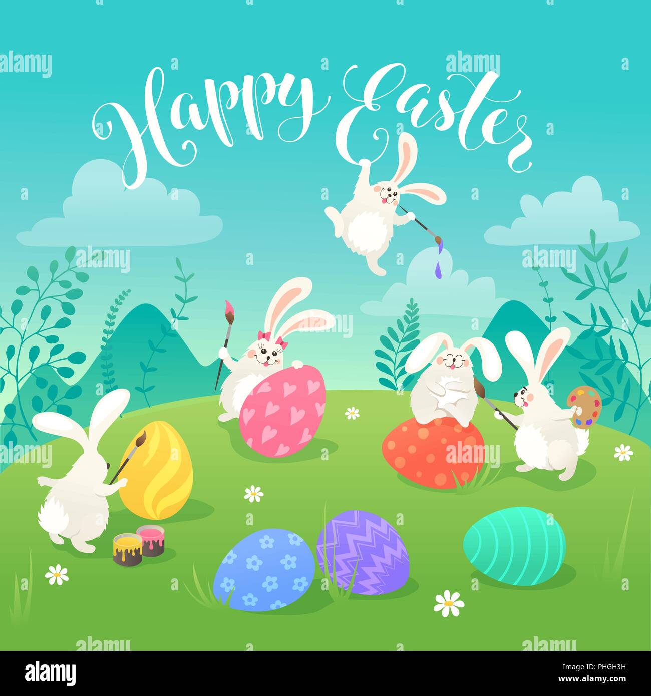 Cartoon easter bunnies hi-res stock photography and images - Alamy
