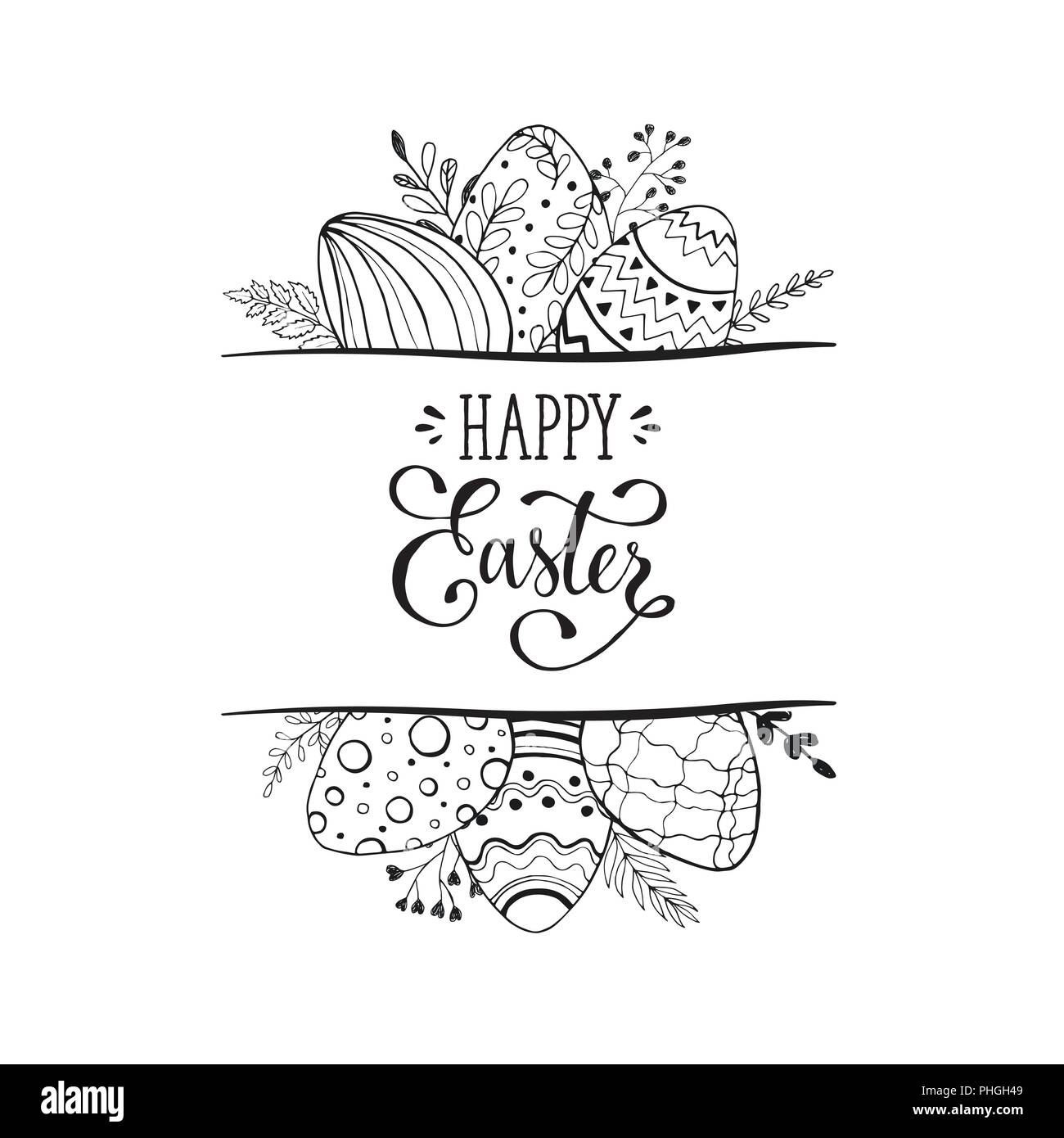 Easter greeting black egg Black and White Stock Photos & Images - Alamy