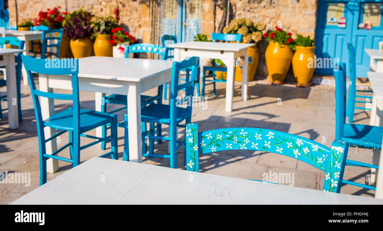 Tables in a traditional Italian Restaurant in Sicily Stock Photo - Alamy
