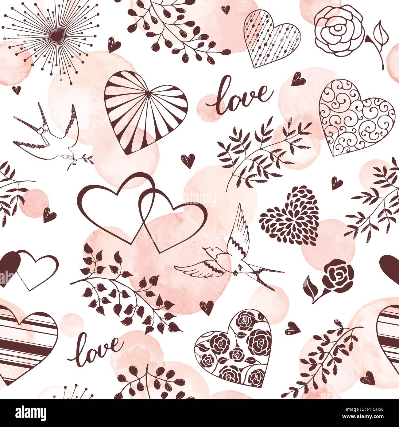 Cute heart line pattern Stock Vector Images - Alamy