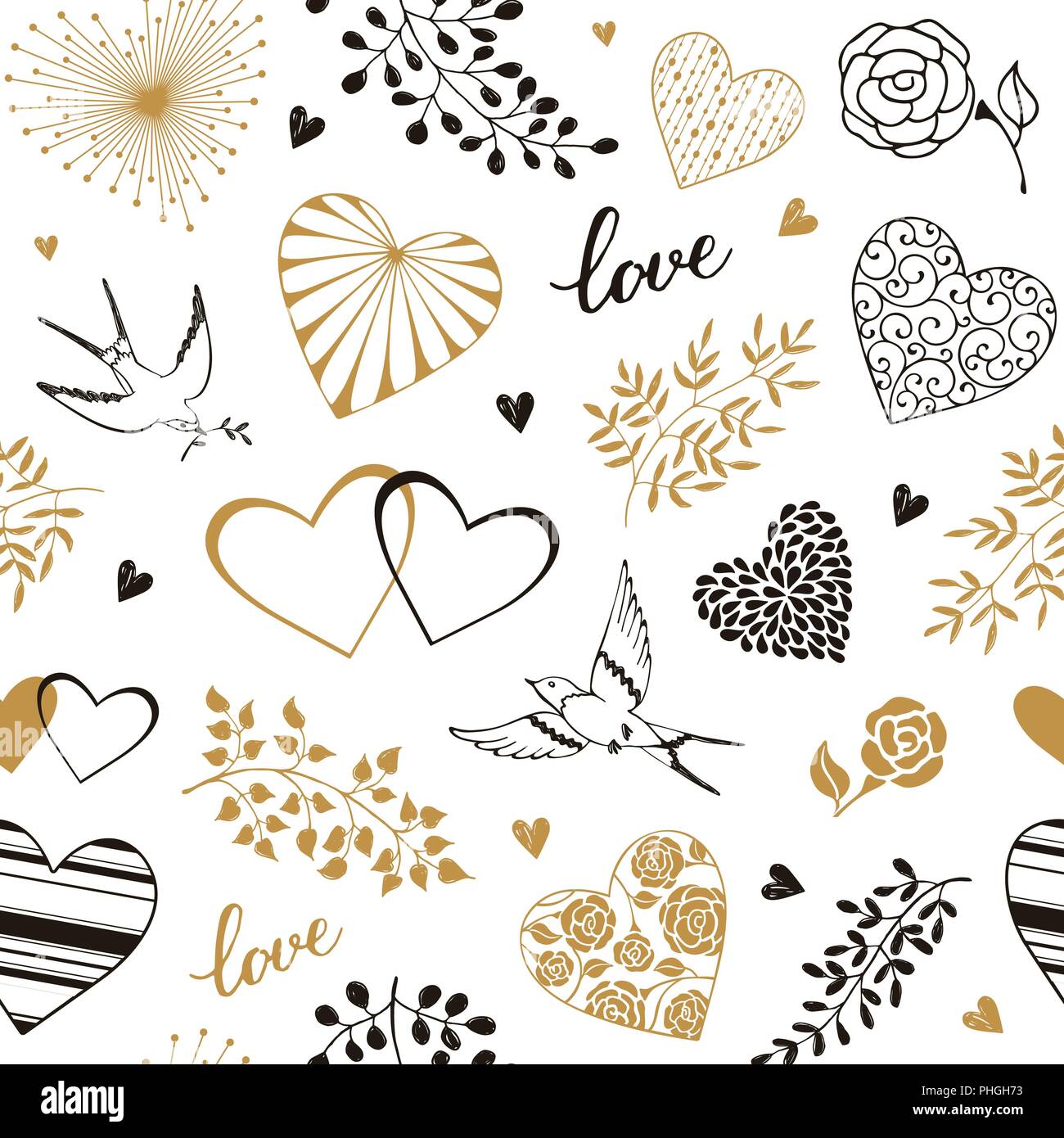 Gold heart seamless pattern Stock Vector Images - Alamy