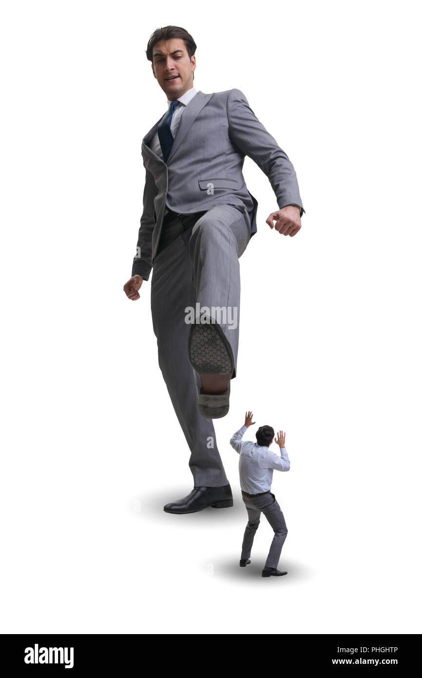 Bad angry boss kicking employee in business concept Stock Photo - Alamy