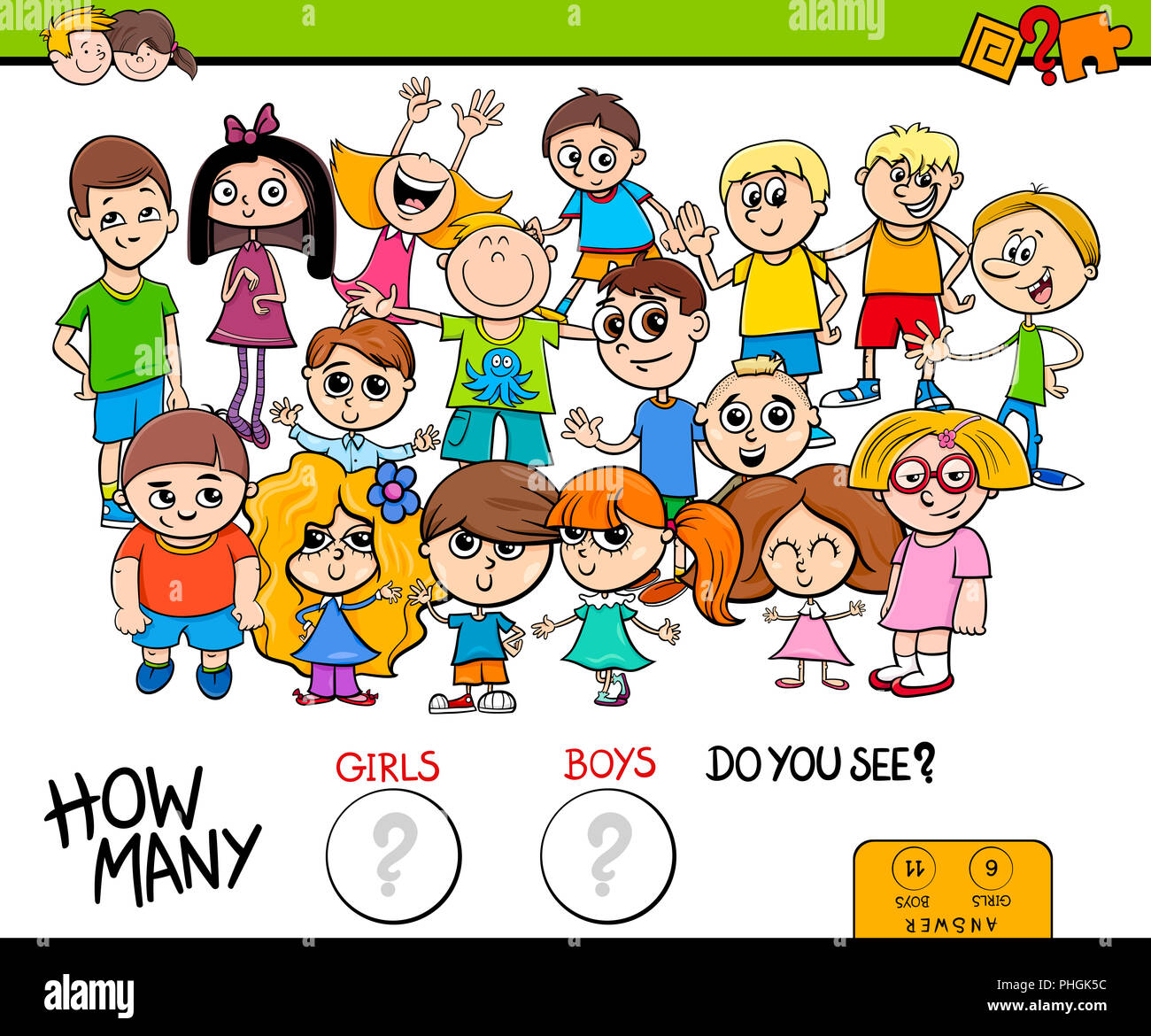 counting girls and boys educational game for kids Stock Photo - Alamy