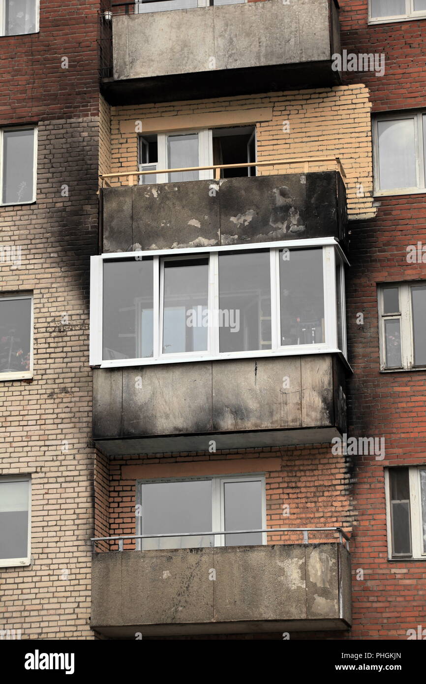 after a fire in an apartment house Stock Photo - Alamy